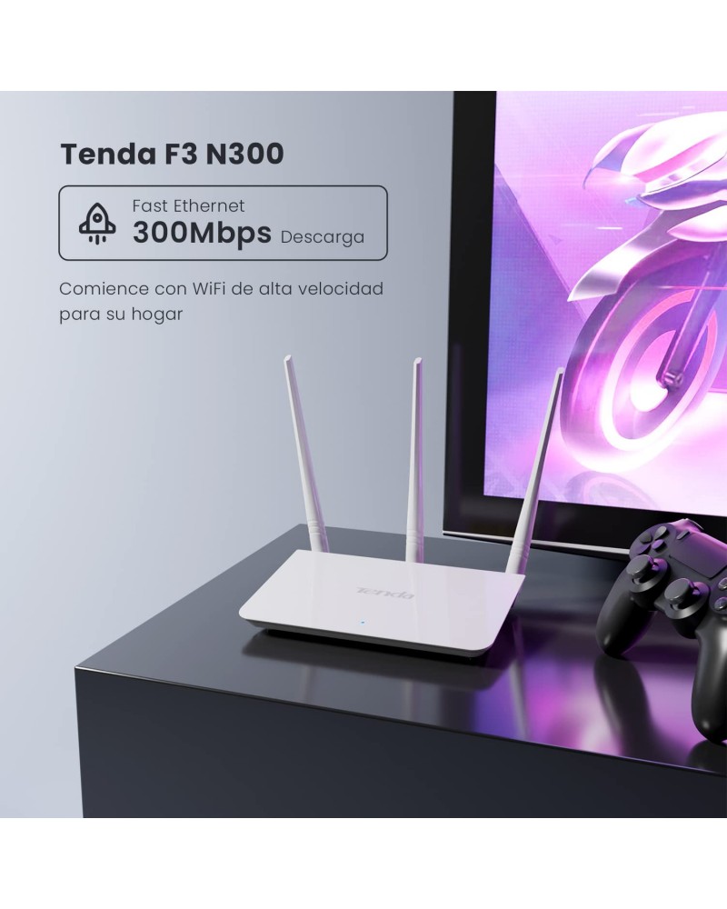 Tenda F3 Router Inalámbrico 11N 2.4GHz WiFi 300 Mbps, Control de Ancho ...