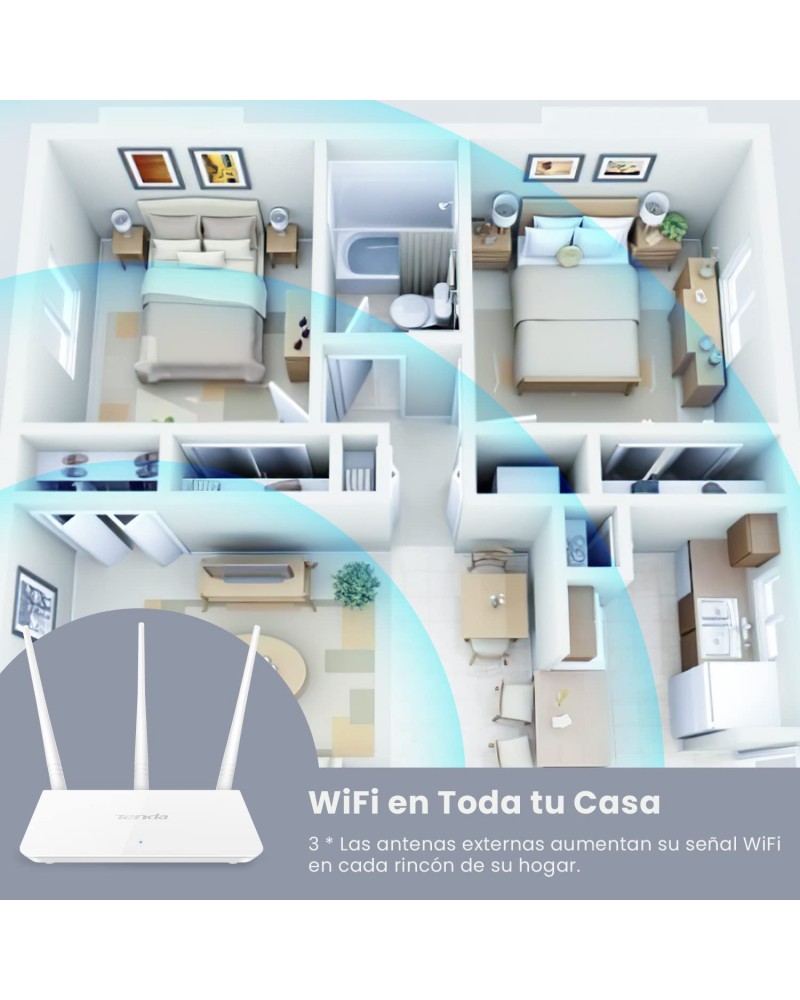 Tenda F3 Router Inalámbrico 11N 2.4GHz WiFi 300 Mbps, Control de Ancho ...